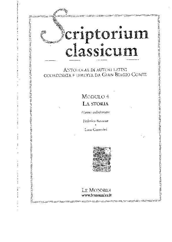 (PDF) Scriptorium Classicum. Vol. 4: La storia. Antologia di autori latini