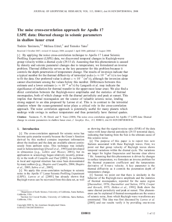 (PDF) The noise cross-correlation approach for Apollo 17 LSPE data ...