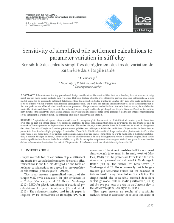(PDF) Sensitivity of simplified pile settlement calculations to ...