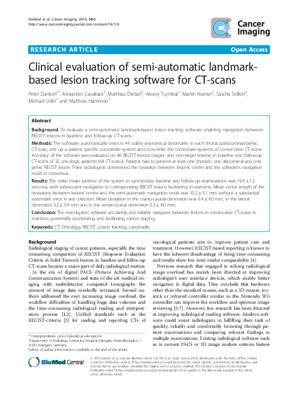 (PDF) Clinical evaluation of semi-automatic landmark-based lesion ...