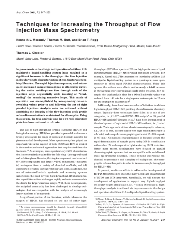 (PDF) Techniques for Increasing the Throughput of Flow Injection Mass ...