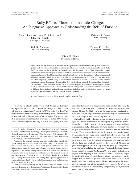(PDF) Rally effects, threat, and attitude change: An integrative ...