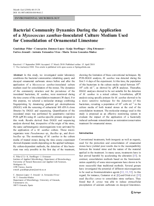 (PDF) Bacterial Dynamics in Myxococcus xanthus Treatment