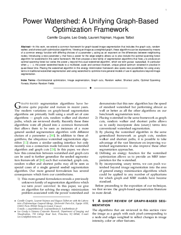 (PDF) Power Watershed: A Unifying Graph-Based Optimization Framework