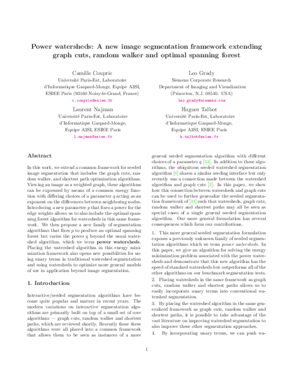 Pdf Power Watersheds A New Image Segmentation Framework Extending Graph Cuts Random Walker 6731