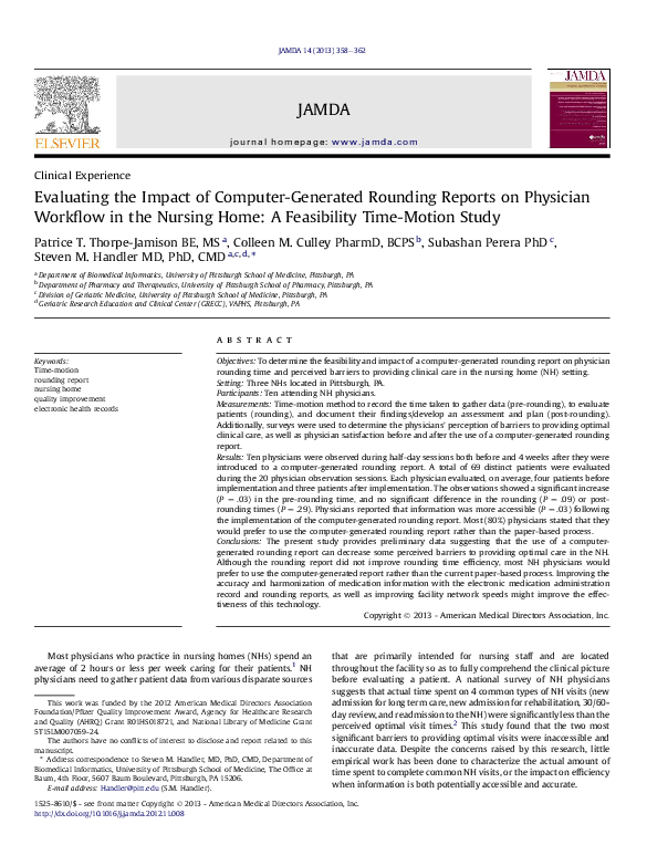 (PDF) Evaluating the Impact of Computer-Generated Rounding Reports on ...