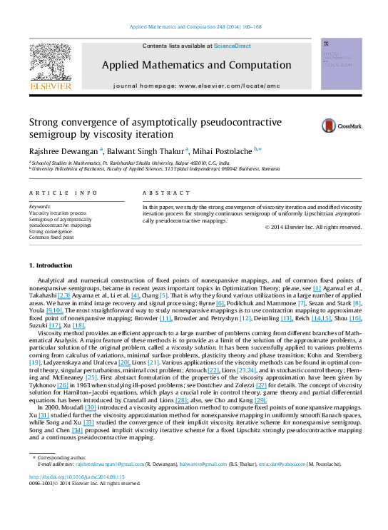 Pdf Strong Convergence Of Asymptotically Pseudocontractive Semigroup By Viscosity Iteration