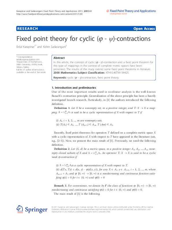 (PDF) Fixed point theorem for weakly Chatterjea-type cyclic contractions