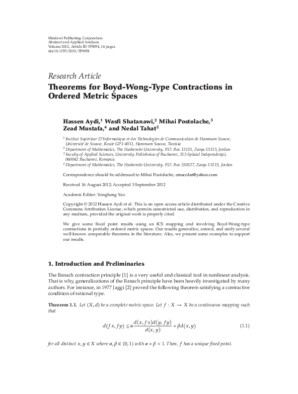 (PDF) Theorems for Boyd-Wong-type contractions in ordered metric spaces