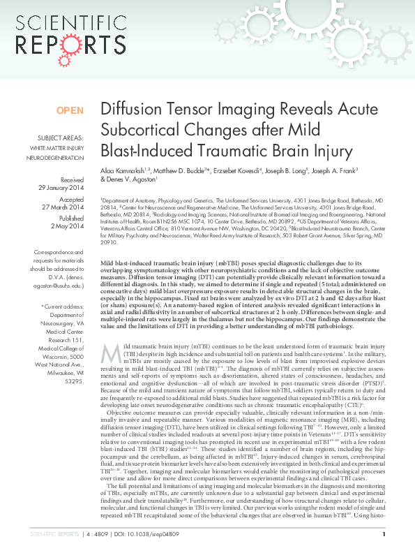 (PDF) Diffusion tensor imaging reveals acute subcortical changes after ...