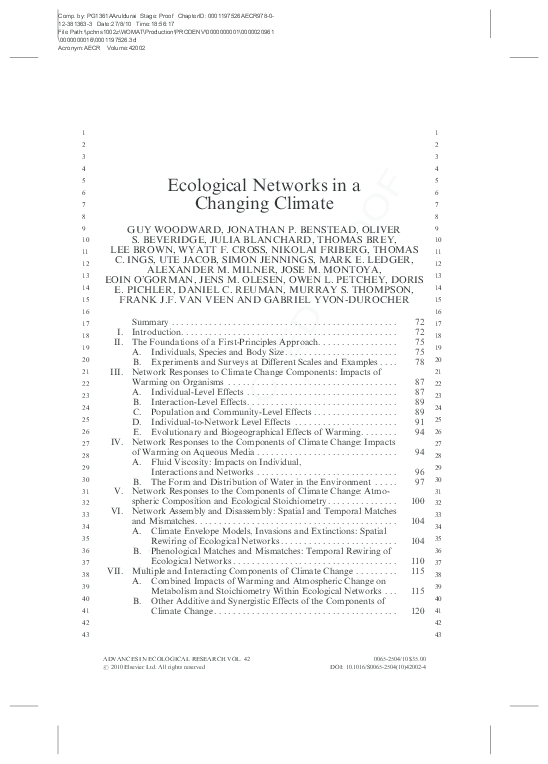 (PDF) Ecological Networks in a Changing Climate