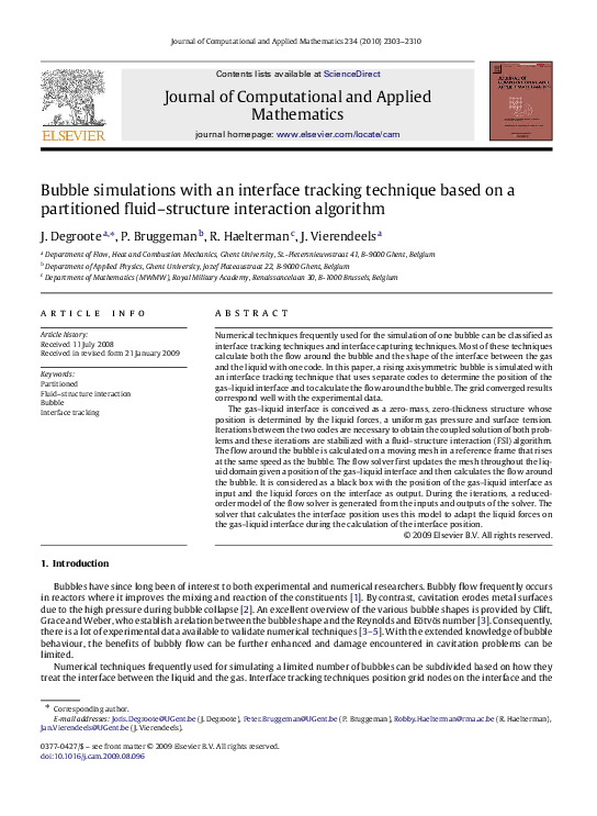 Pdf Bubble Simulations With An Interface Tracking Technique Based On A Partitioned Fluid