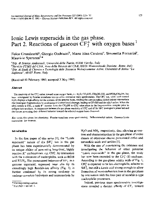 (PDF) Ionic Lewis superacids in the gas phase. Part 2. Reactions of ...
