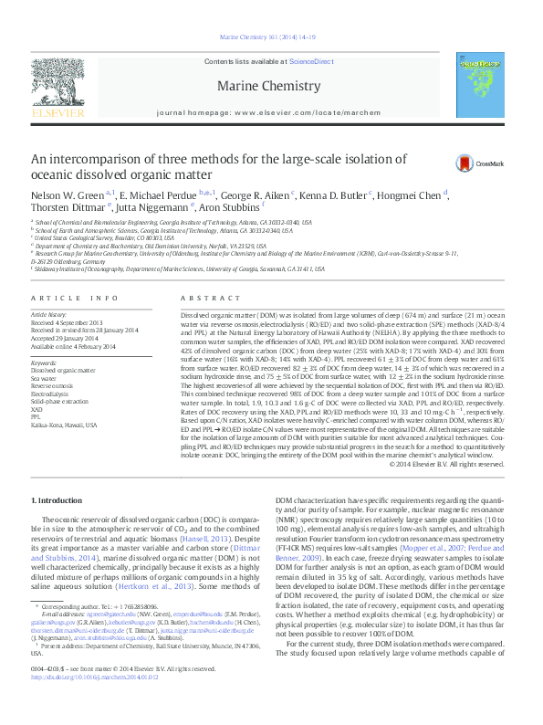 (PDF) An intercomparison of three methods for the large-scale isolation of oceanic dissolved ...