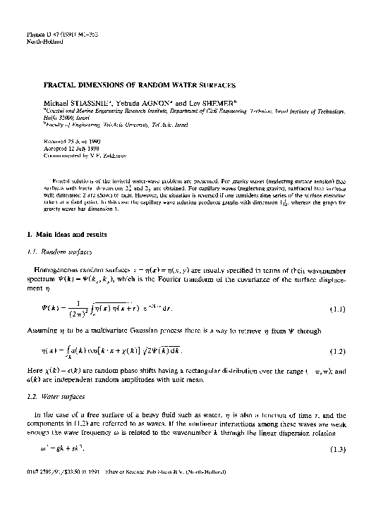 (PDF) Fractal dimensions of random water surfaces
