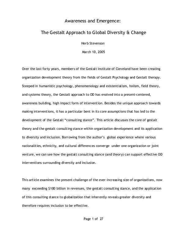 (PDF) Awareness and Emergence: The Gestalt Approach to Global Diversity ...