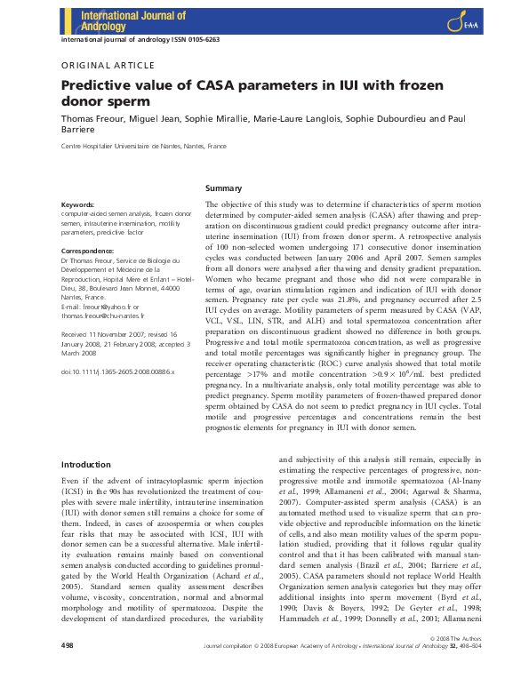 (PDF) CASA Parameters' Predictive Value in IUI