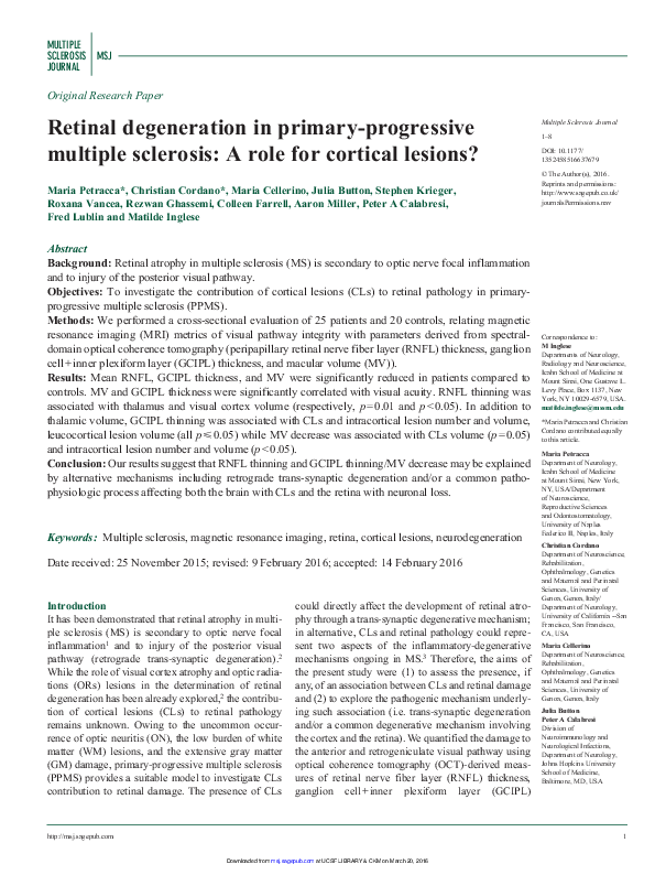 (PDF) MULTIPLE SCLEROSIS MSJ JOURNAL