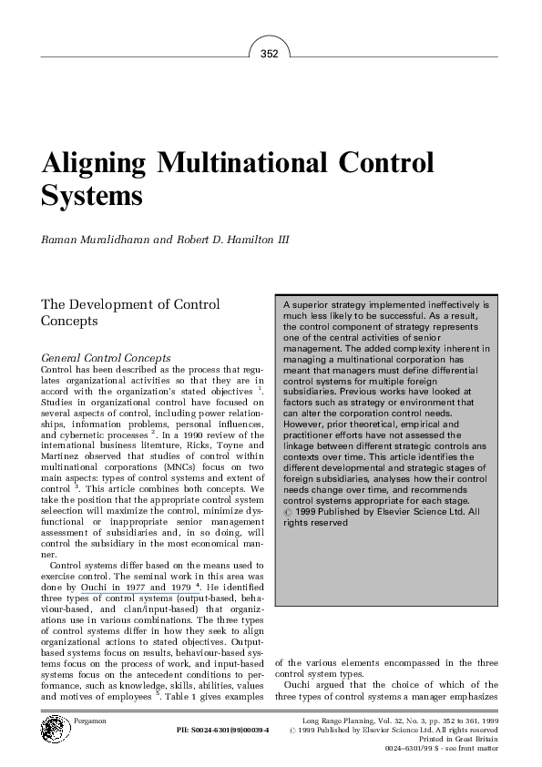 (PDF) Aligning multinational control systems