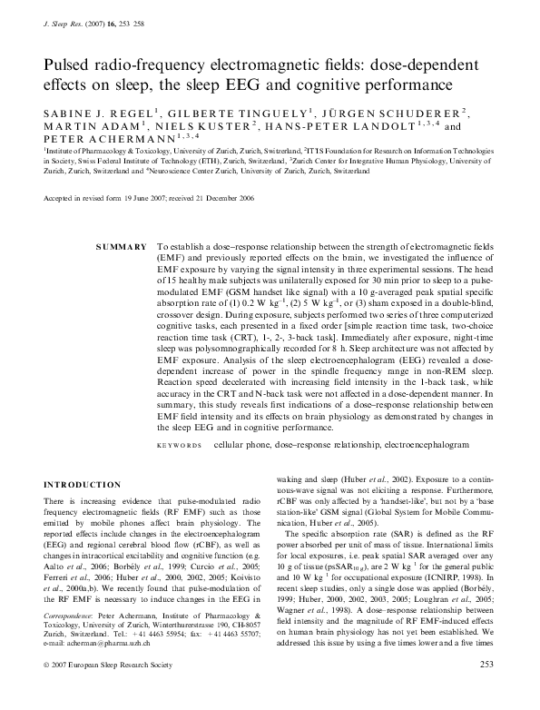 (PDF) Pulsed radio-frequency electromagnetic fields: dose-dependent effects on sleep, the sleep ...