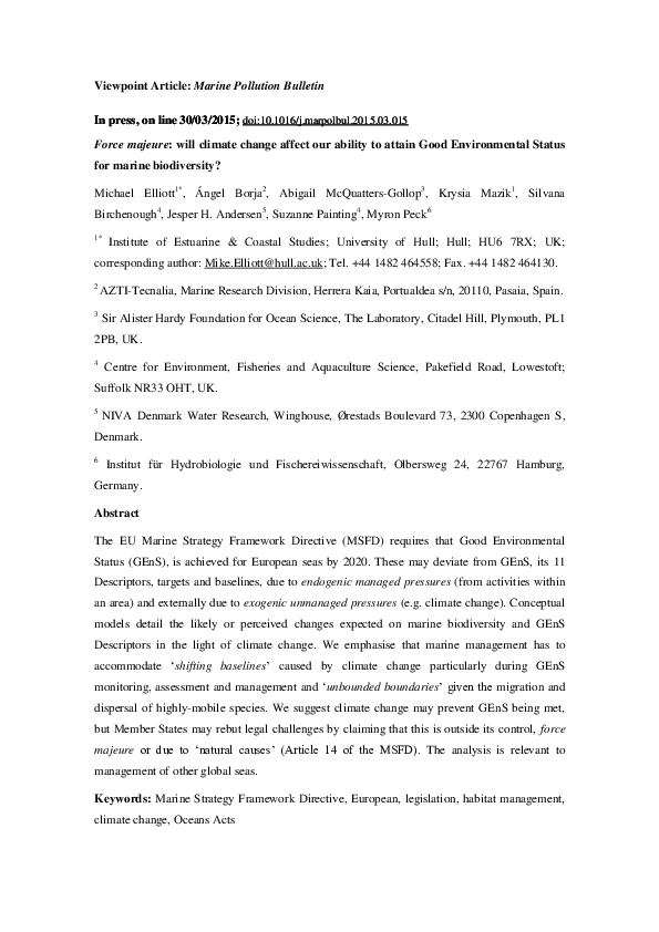 (PDF) Force majeure: Will climate change affect our ability to attain ...