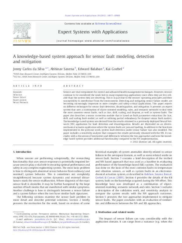 (PDF) A knowledge-based system approach for sensor fault modeling, detection and mitigation