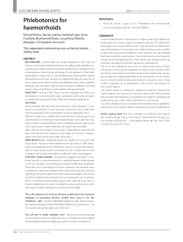 (PDF) Phlebotonics for haemorrhoids