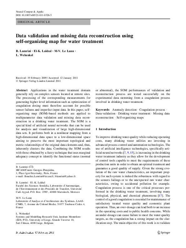 Pdf Data Validation And Missing Data Reconstruction Using Self