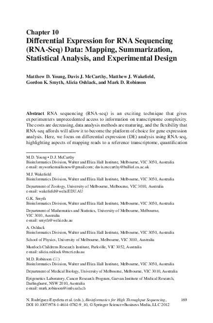 (PDF) Differential Expression for RNA Sequencing (RNA-Seq) Data ...
