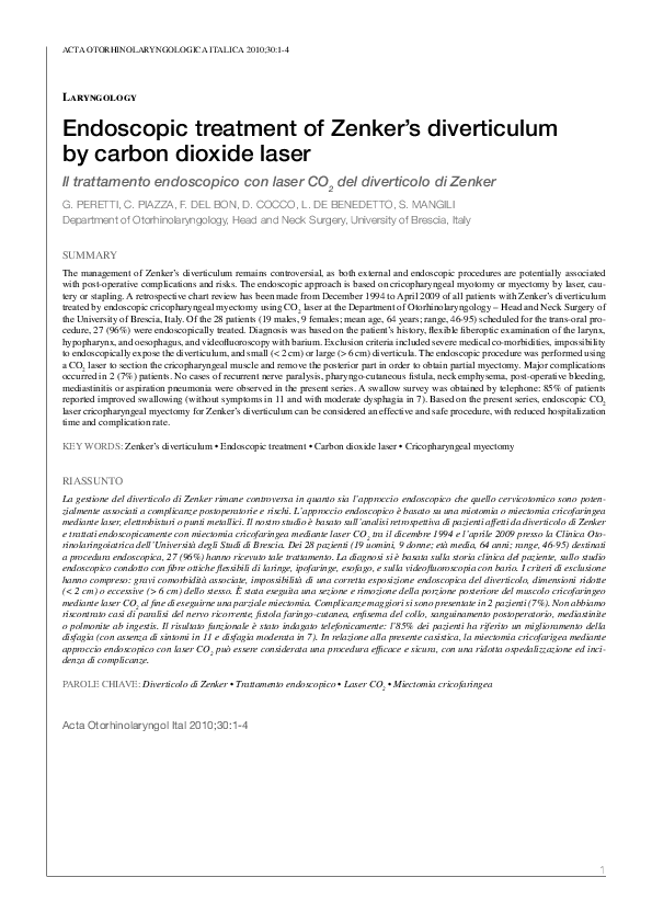 (PDF) Endoscopic treatment of Zenker's diverticulum with an oblique-end ...