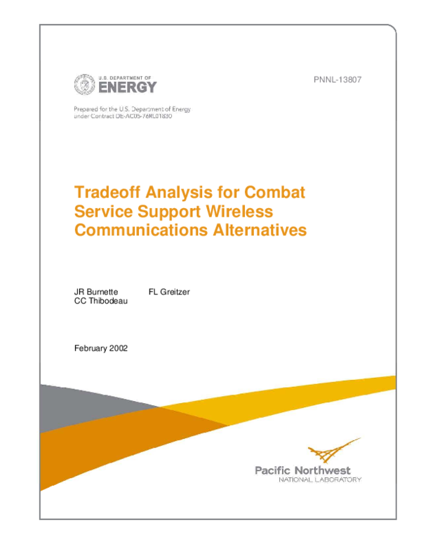 (PDF) Tradeoff Analysis for Combat Service Support Wireless ...