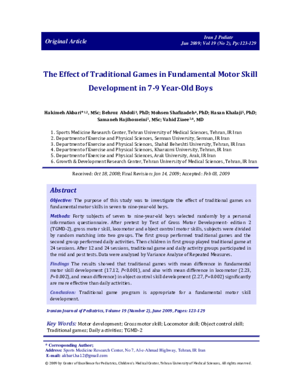 (PDF) The Effect of Traditional Games in Fundamental Motor Skill ...