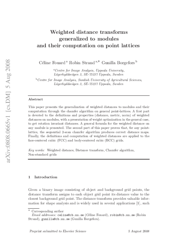 (PDF) Weighted distance transforms generalized to modules and their ...
