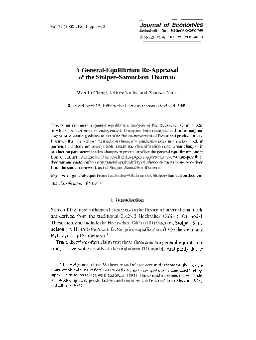(PDF) A general-equilibrium re-appraisal of the Stolper-Samuelson theorem