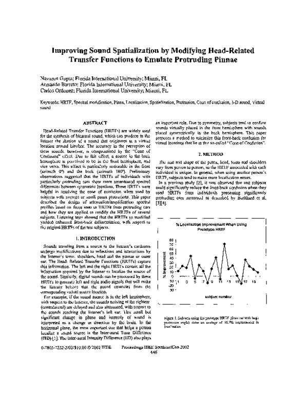 (PDF) Improving sound spatialization by modifying head-related transfer functions to emulate ...