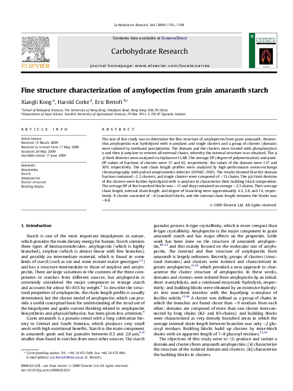 (PDF) Fine structure characterization of amylopectins from grain ...