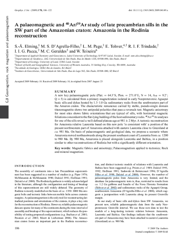 (PDF) A palaeomagnetic and 40 Ar/ 39 Ar study of late precambrian sills ...