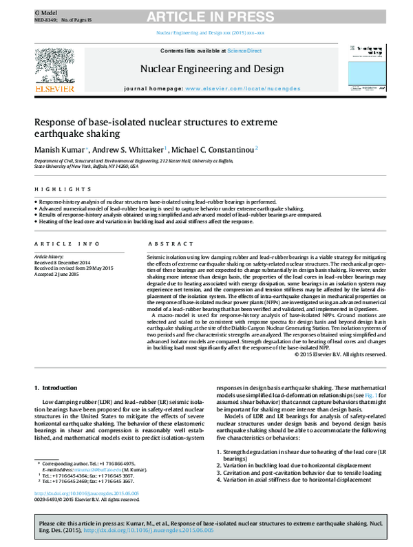 (PDF) Assessment of base-isolated nuclear structures for design and ...