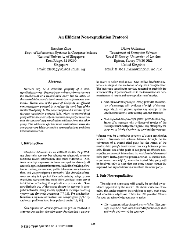 (PDF) An efficient non-repudiation protocol