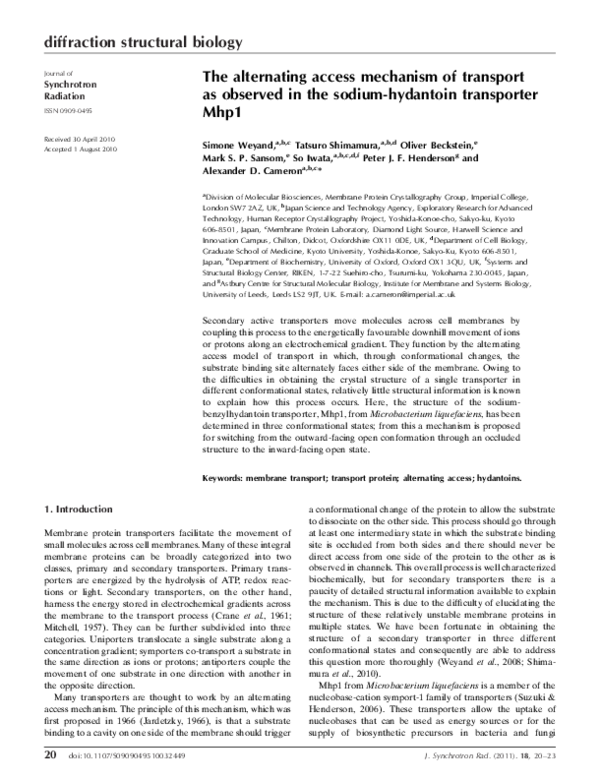 (PDF) The alternating access mechanism of transport as observed in the ...