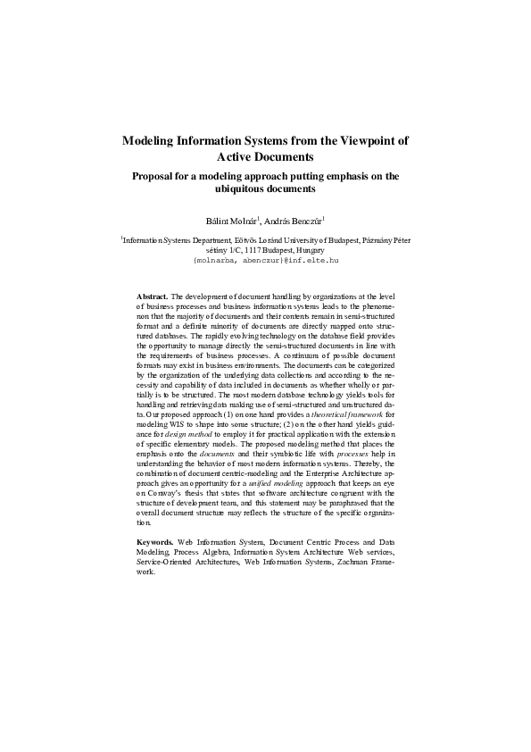(PDF) Modeling information systems from the viewpoint of active documents