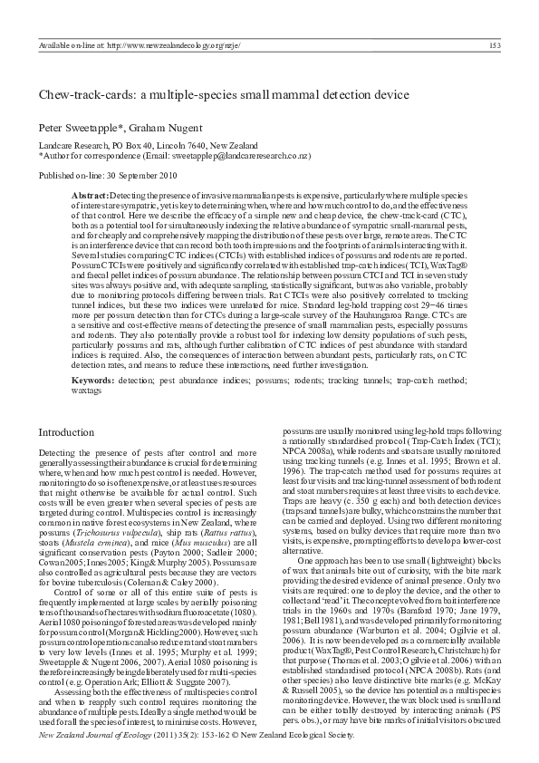 (PDF) Chew-track-cards: a multiple-species small mammal detection device