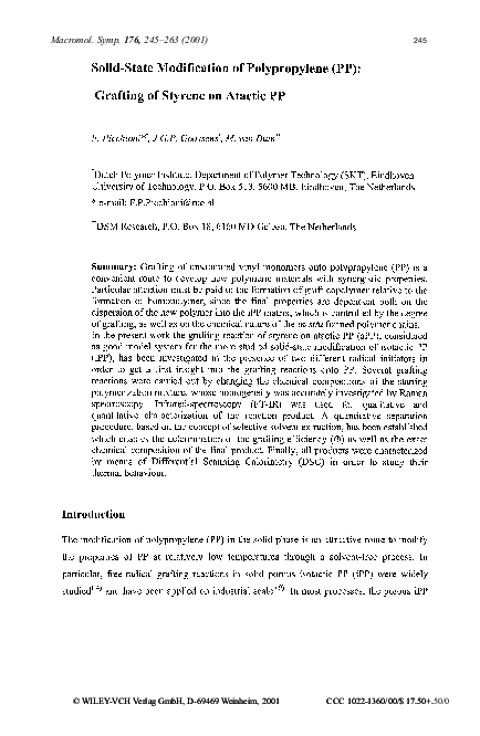 (PDF) Solid-state modification of polypropylene(PP): grafting of ...