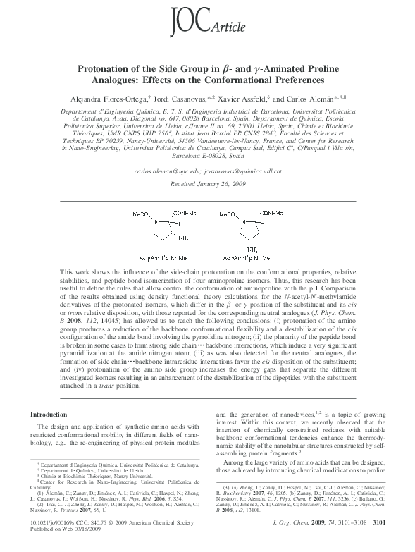 (PDF) Protonation of the Side Group in β- and γ-Aminated Proline ...
