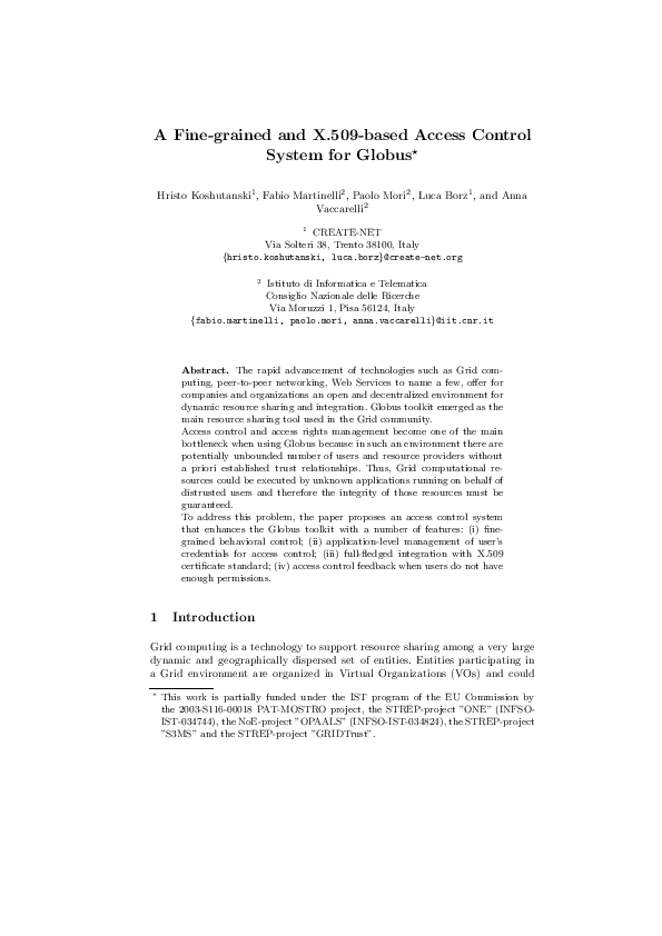 (PDF) A Fine-Grained and X.509-Based Access Control System for Globus