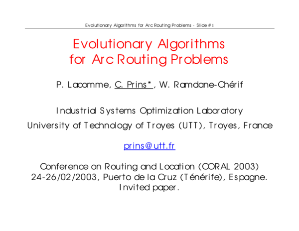 (PDF) Evolutionary algorithms for periodic arc routing problems