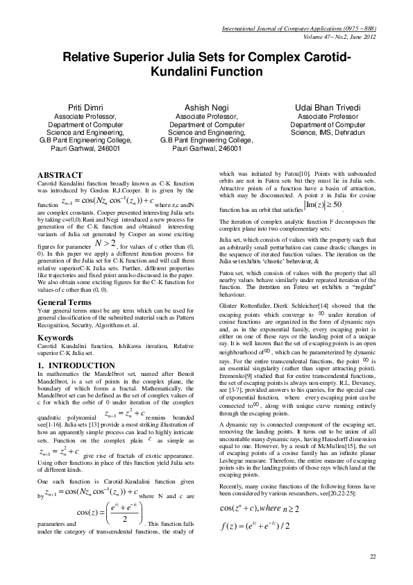 (PDF) Relative Superior Julia Sets for Complex Carotid-Kundalini Function