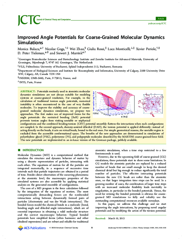 (PDF) Improved Angle Potentials for Coarse-Grained Molecular Dynamics Simulations