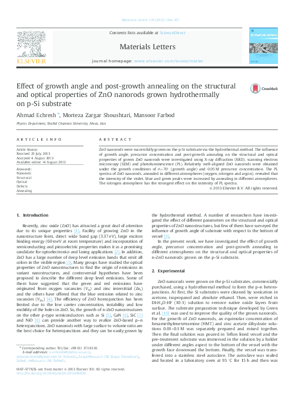 (PDF) Effect of growth angle and post-growth annealing on the structural and optical properties ...