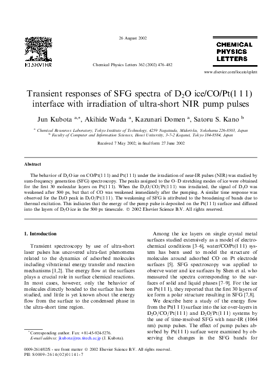 (PDF) Transient responses of SFG spectra of D2O ice/CO/Pt(111 ...
